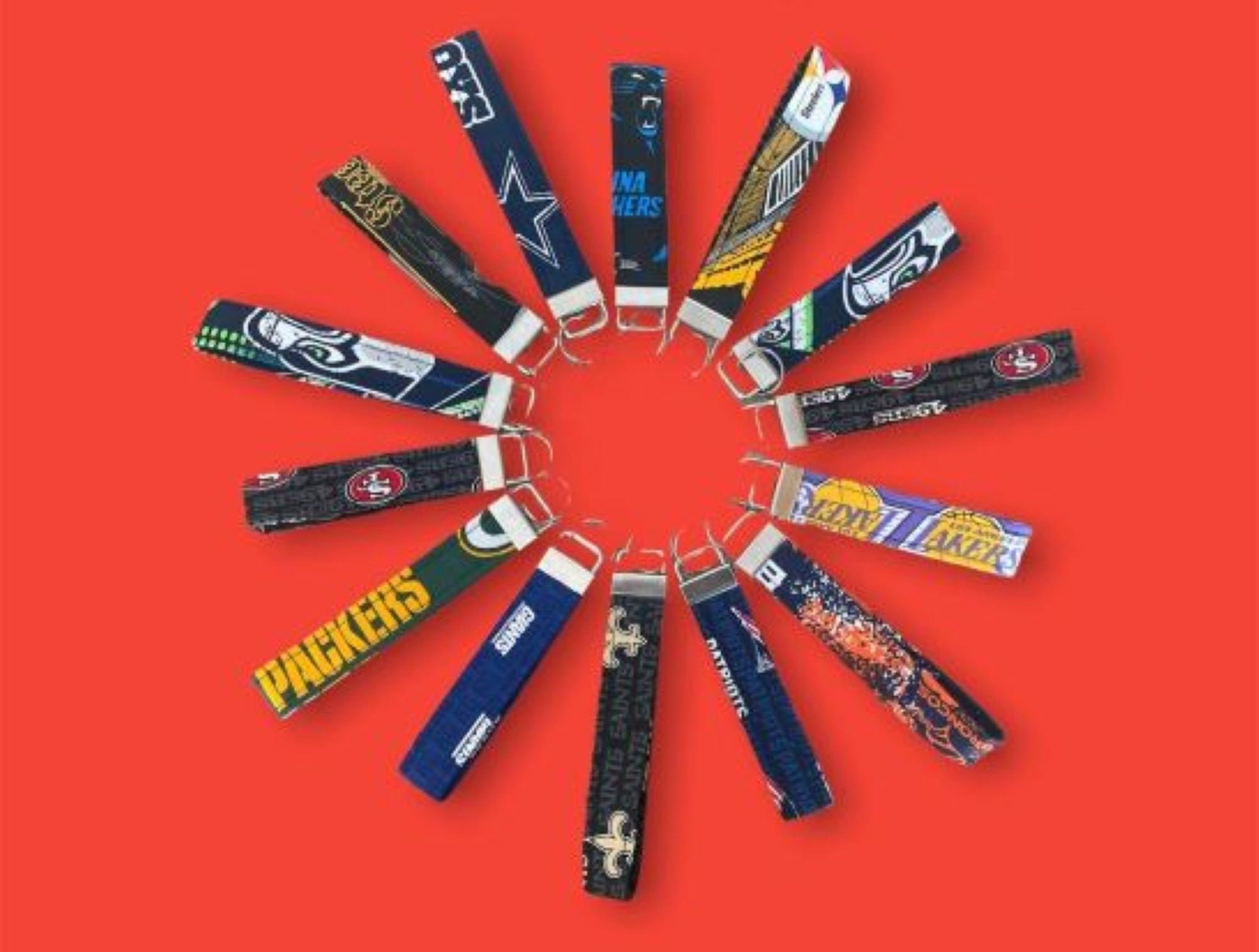 Sports Team Key Chain Wristlet/sports Team Wristlet/key Fob/nfl ...