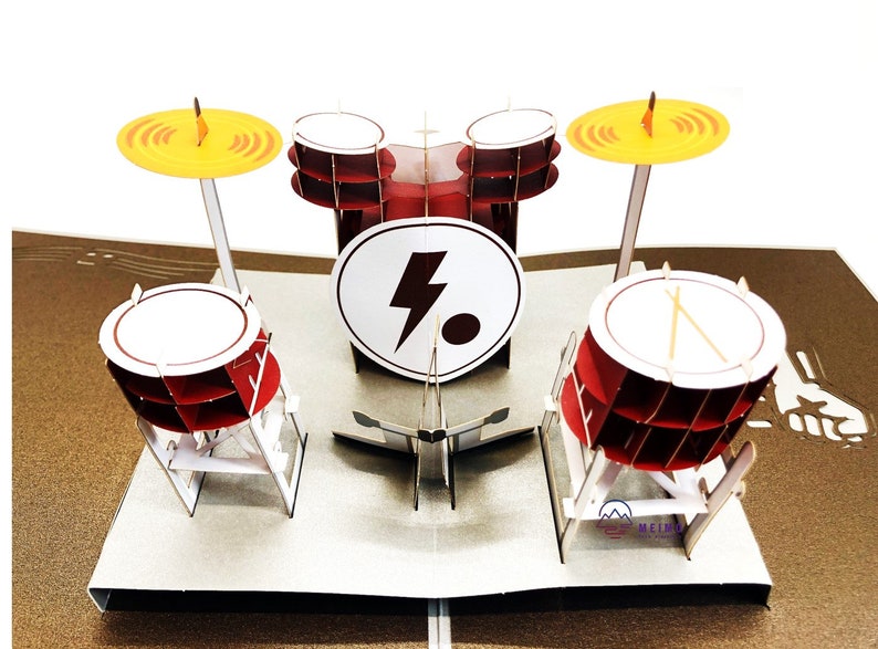 3D Pop up Greeting Card Drum Set Musical Instrument Handmade - Etsy