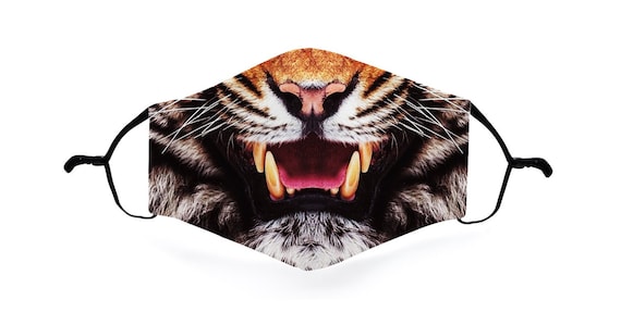 Tiger Face Mask Halloween Costume Open Mouth Teeth Filter | Etsy