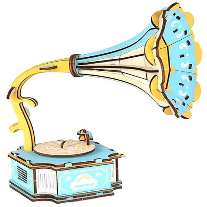 3D Wooden Phonograph Puzzle: Colorful Gramophone Model Toy - Etsy