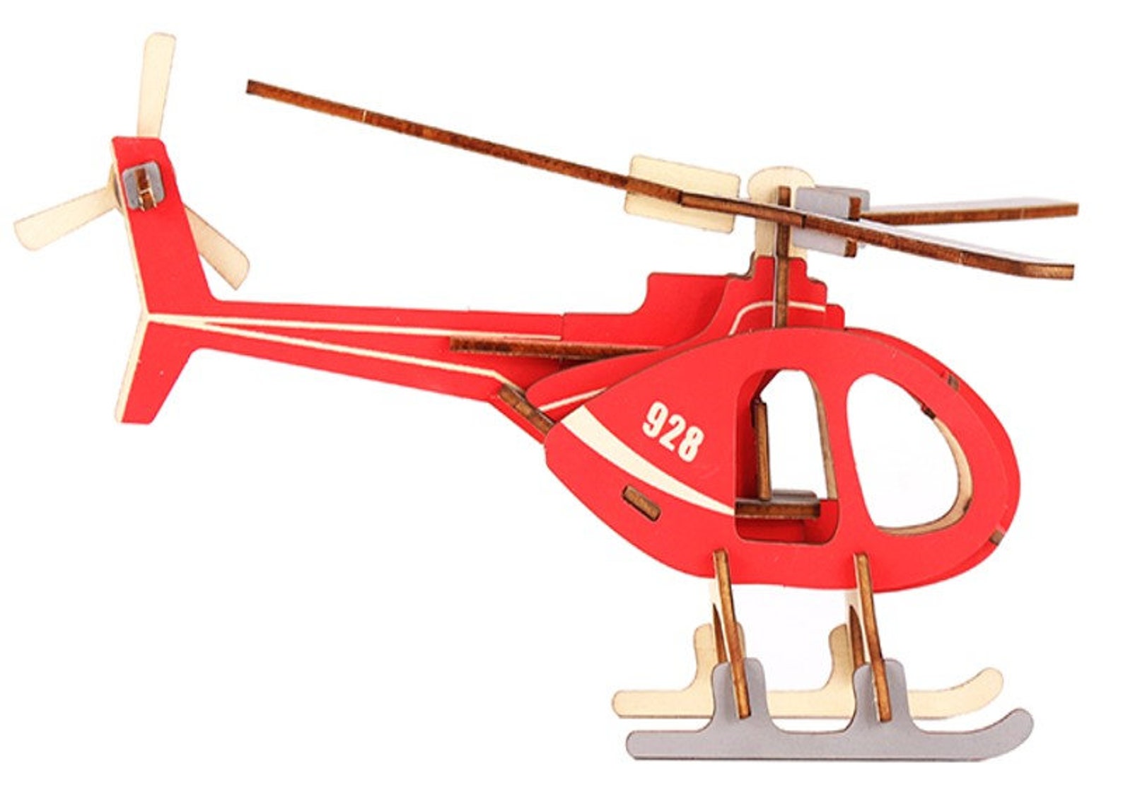 3D Wood Wooden Jigsaw Puzzle Helicopter Model DIY Educational | Etsy