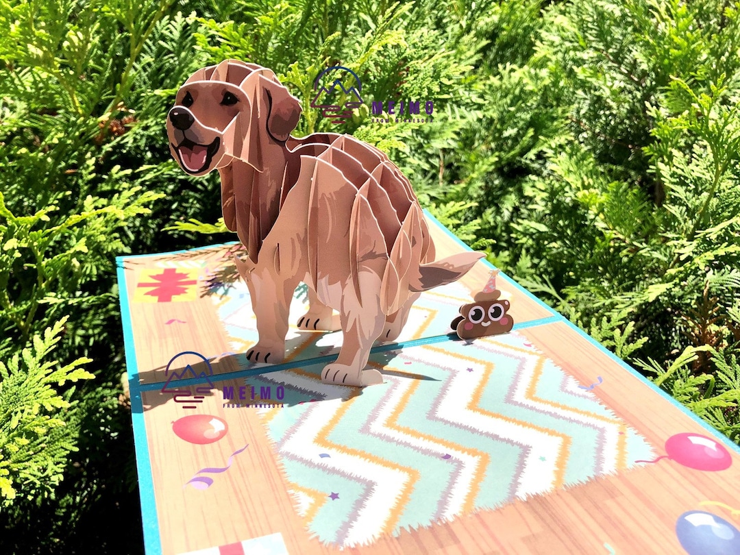 3D Pop up Greeting Card Dog Puppy Pet Funny Poop Humor Birthday ...