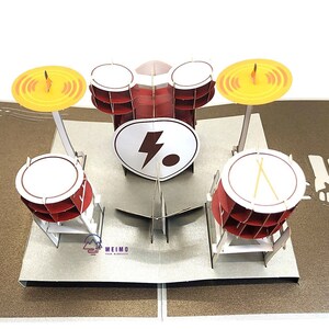 3D Pop up Greeting Card Drum Set Musical Instrument Band Handmade ...