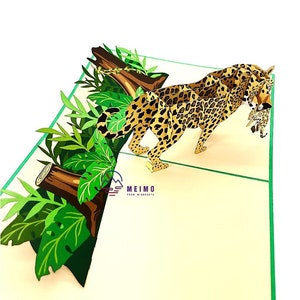 3D Pop up Greeting Card Leopard Jaguar Birthday Mother Mom Zoo Animal ...