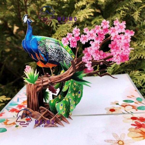 Peacock Pop up Card - Etsy