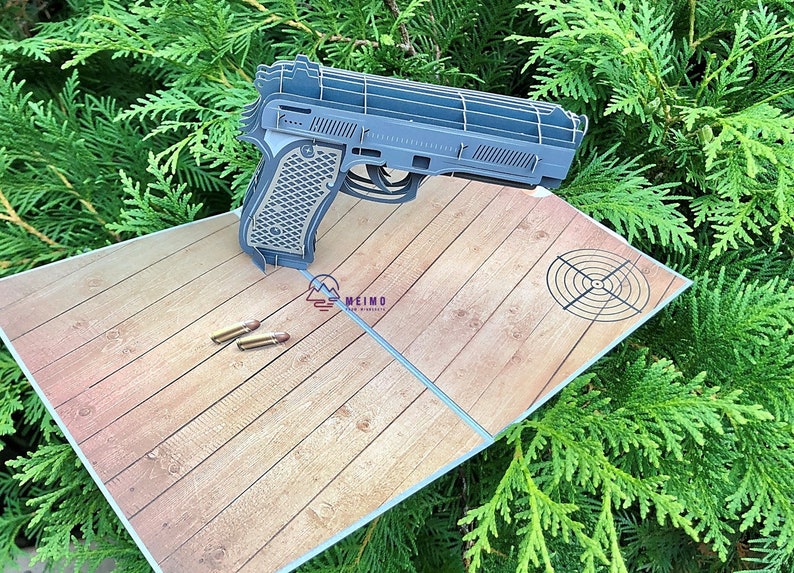 3D Pop up Greeting Card: Gun Pistol Handmade Birthday Card - Etsy