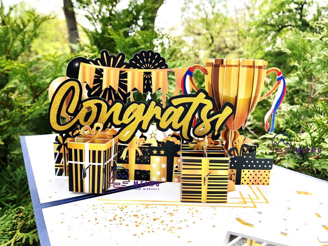 3D Pop up Congrats Card | Graduation, Promotion, Trophy Gift - Etsy