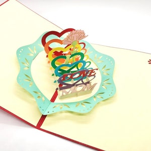 3D Pop up Greeting Card Flower Heart With Envelope for Mother's Day ...