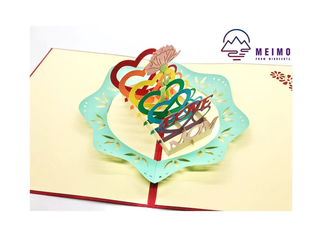 3D Pop up Greeting Card Flower Heart With Envelope for Mother's Day ...