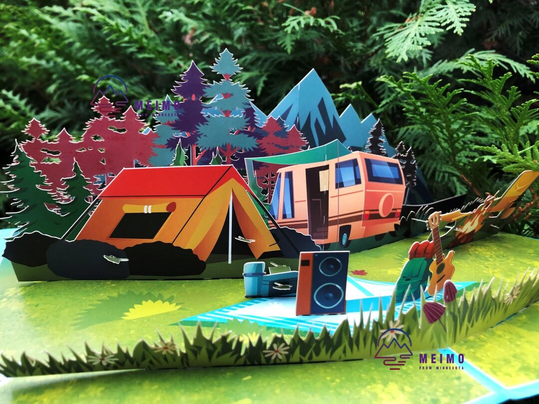 3D Pop up Greeting Card Camping Tent Outdoor Nature Vacation Family ...