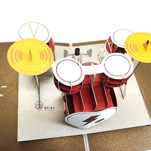 3D Pop up Greeting Card Drum Set Musical Instrument Band Handmade ...