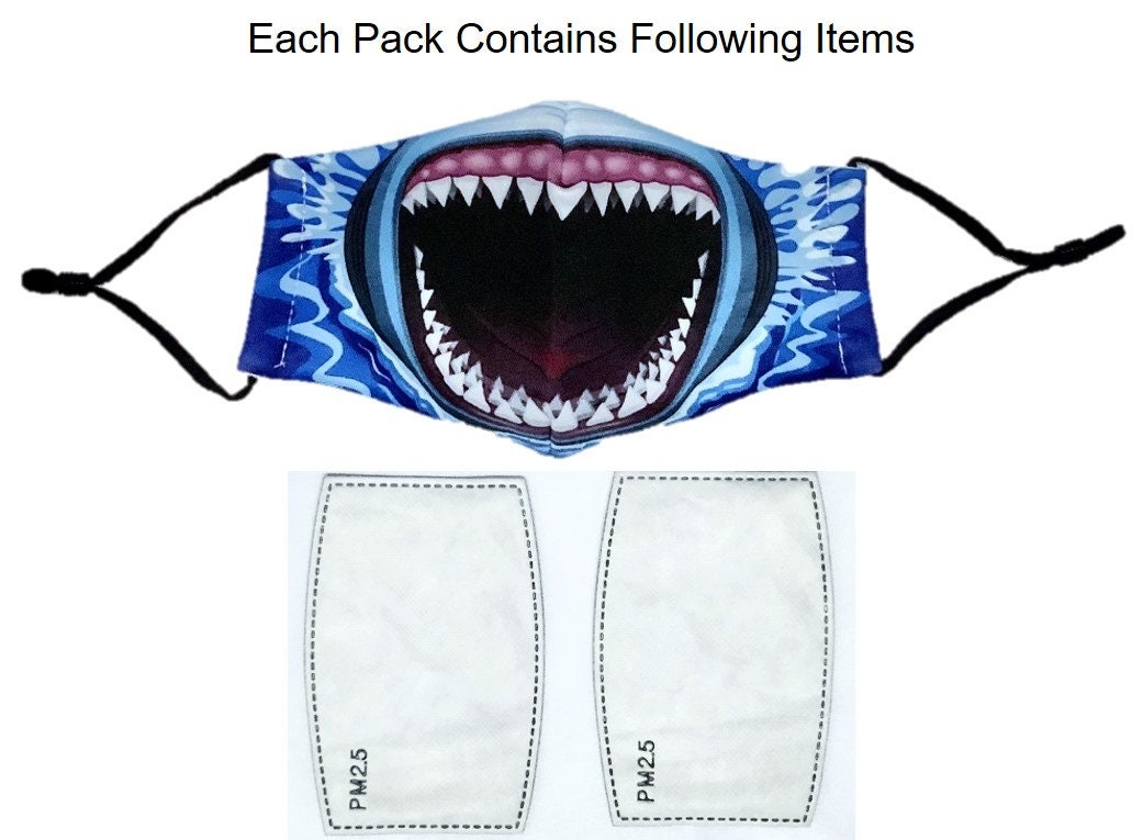 Shark Open Mouth Teeth Face Mask Halloween Costume Filter | Etsy