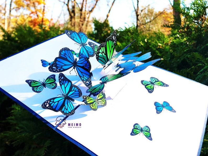 3D Pop up Greeting Card Butterflies Handmade Birthday Mom Mother Thank ...