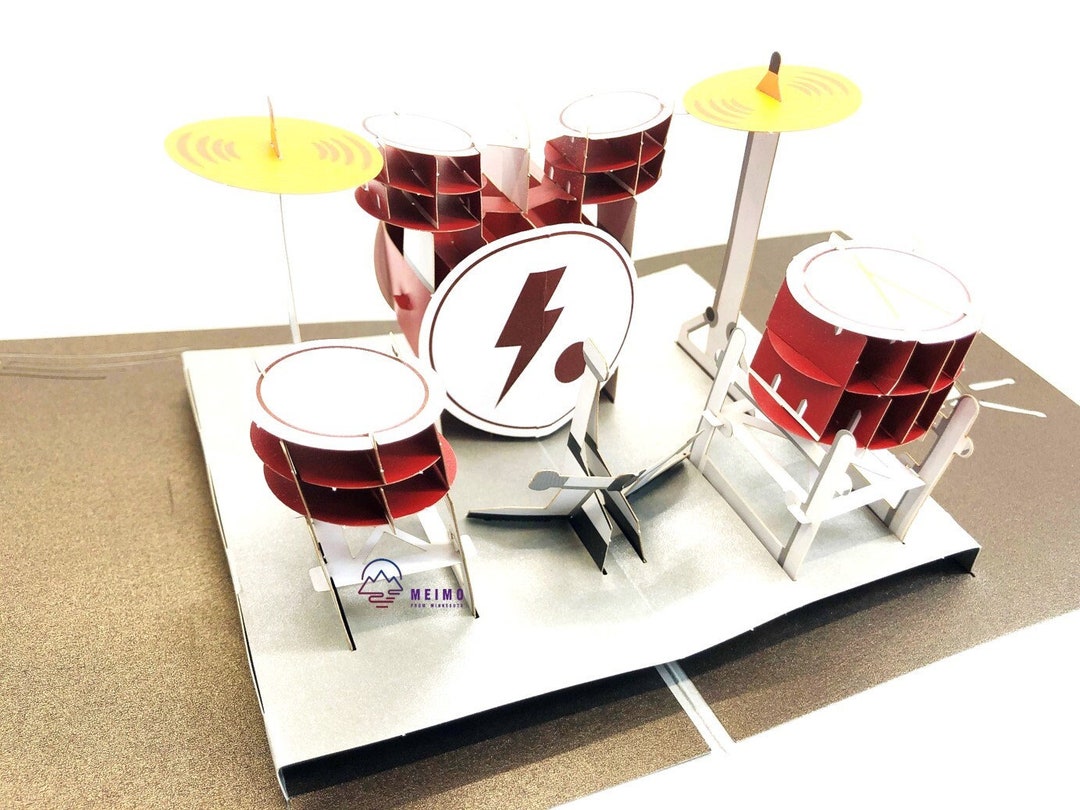 3D Pop up Greeting Card Drum Set Musical Instrument Band Handmade ...