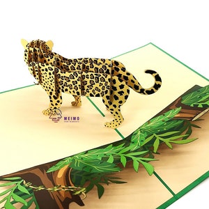 3D Pop up Greeting Card Leopard Jaguar Birthday Mother Mom Zoo Animal ...