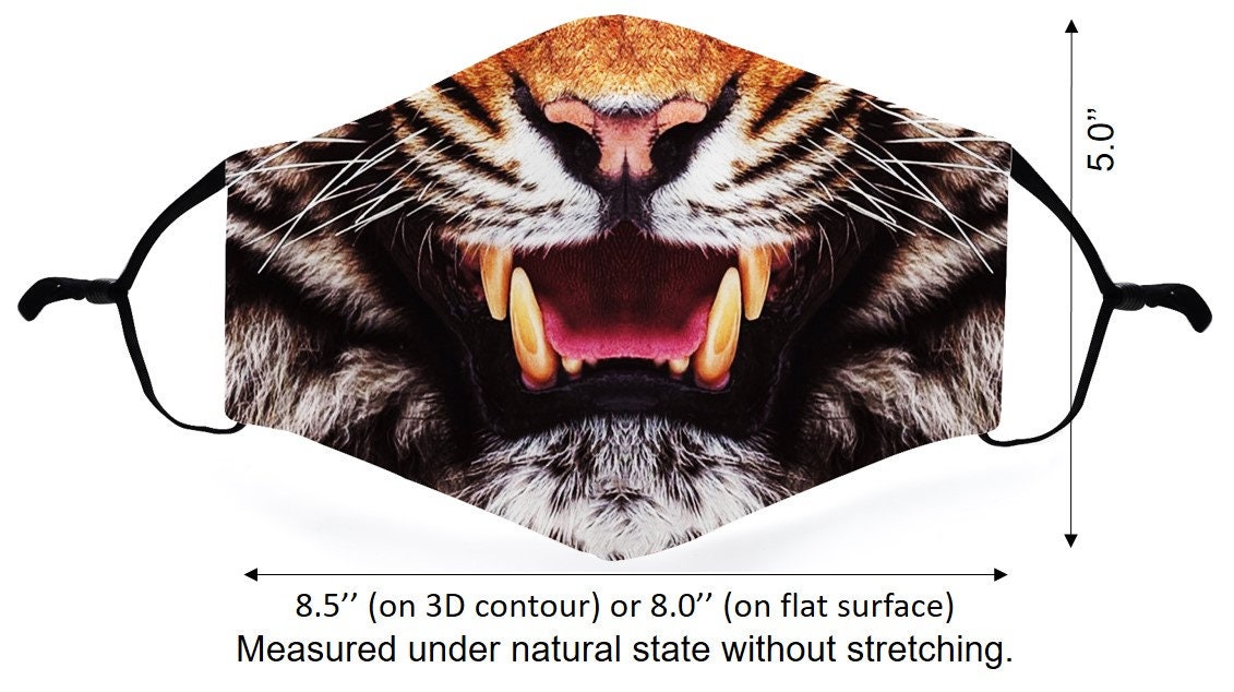 Tiger Face Mask Halloween Costume Open Mouth Teeth Filter - Etsy