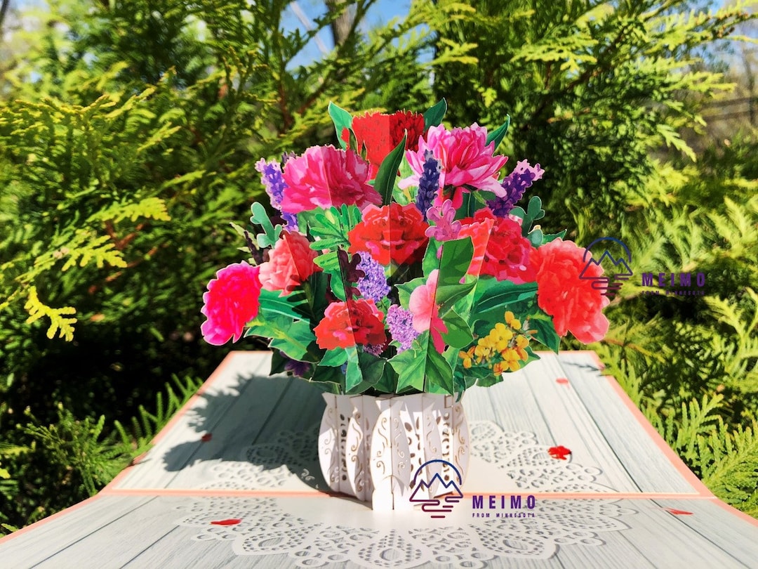 3D Flower Pop up Card, Floral Greeting Card for Mom - Etsy
