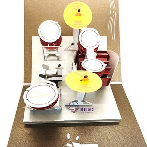 3D Pop up Greeting Card Drum Set Musical Instrument Band Handmade ...