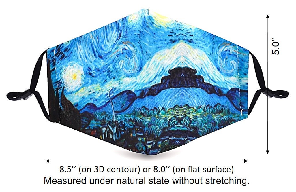 Starry Night Face Mask Vincent Van Gogh Vintage With Filter | Etsy
