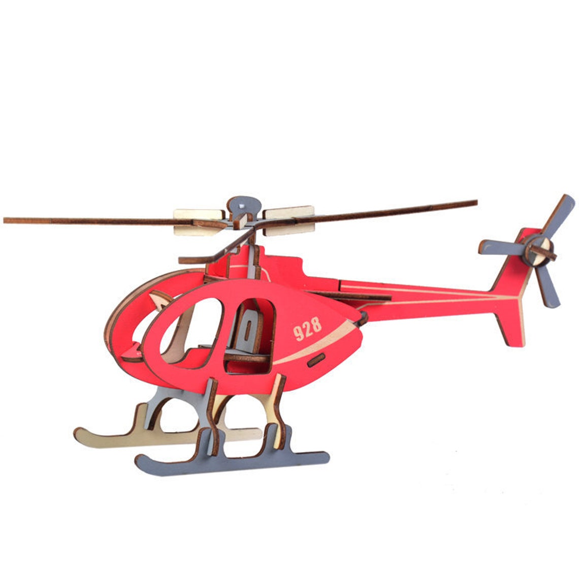 3D Wood Wooden Jigsaw Puzzle Helicopter Model DIY Educational | Etsy