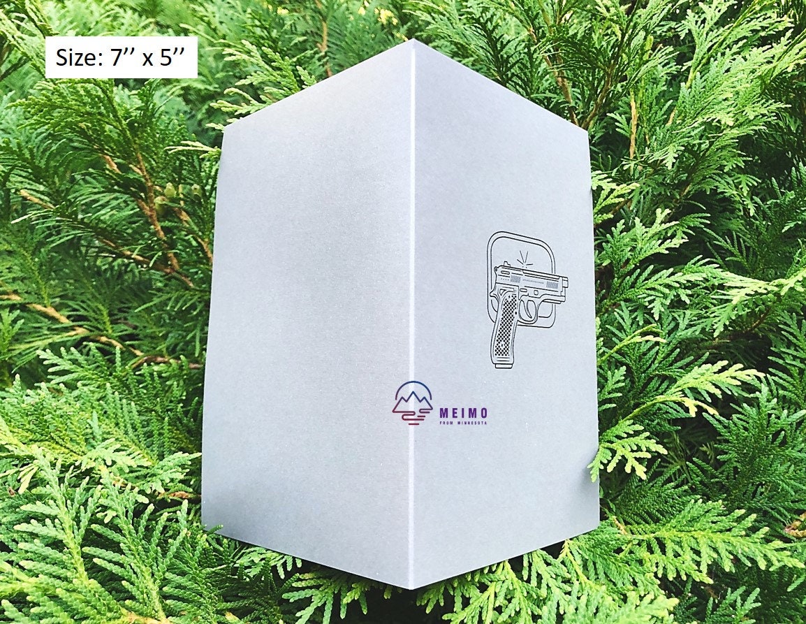 3D Pop up Greeting Card Gun Pistol Handgun Handmade Father Dad Brother ...