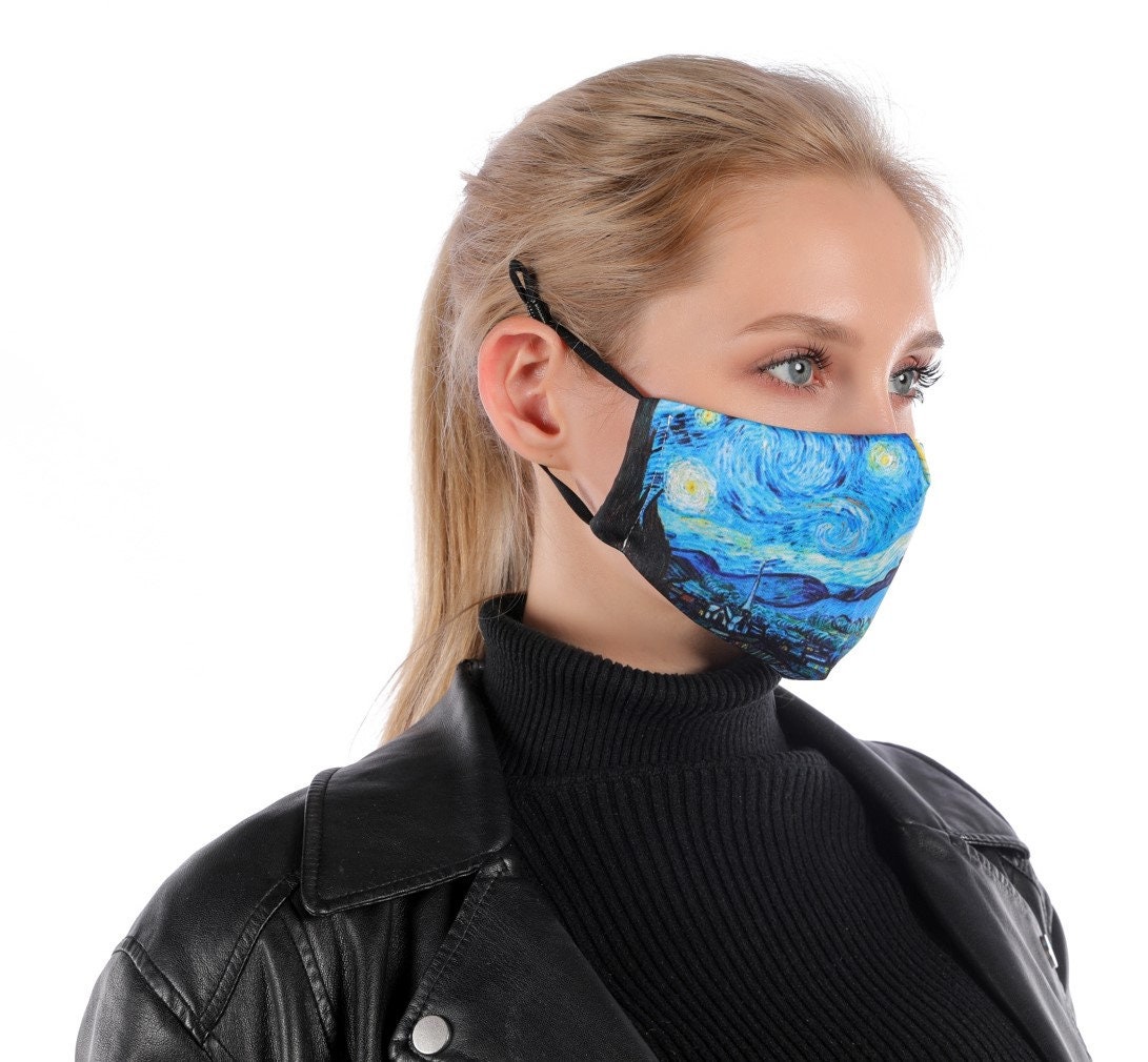 Starry Night Face Mask Vincent Van Gogh Vintage With Filter | Etsy