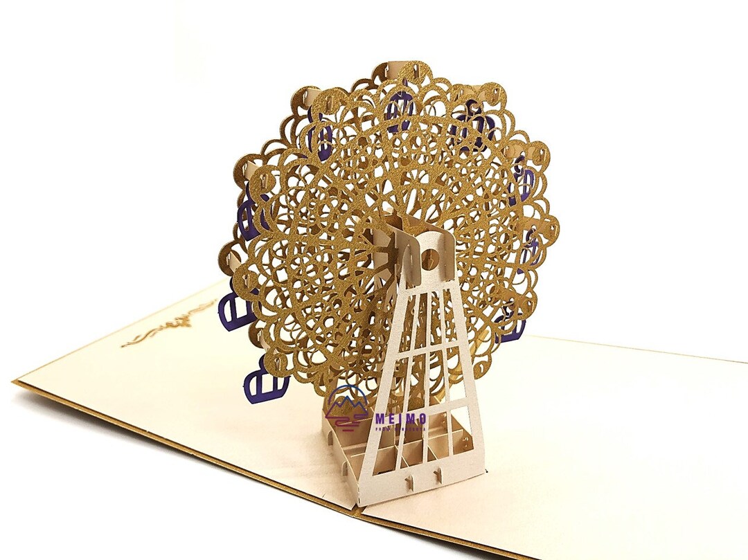 3D Pop up Greeting Card Ferris Wheel Handmade Birthday Carnival ...