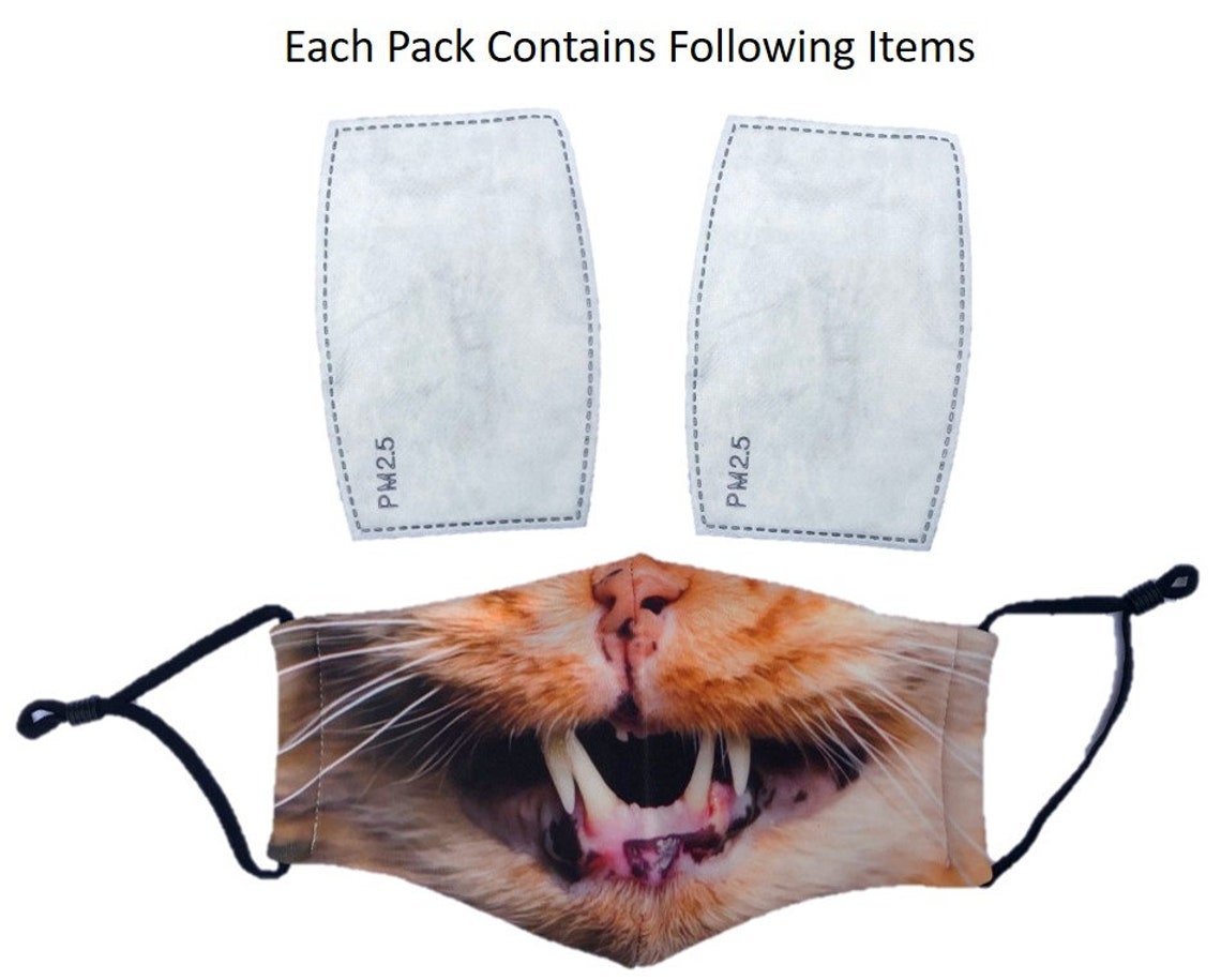 Angry Kitty Cat Face Mask Halloween Costume Mouth Teeth Filter | Etsy