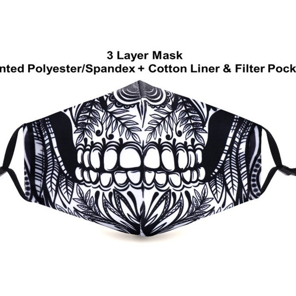 Sugar Skull Face Mask - Etsy