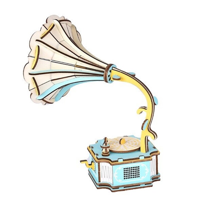 3D Wooden Phonograph Puzzle: Colorful Gramophone Model Toy - Etsy