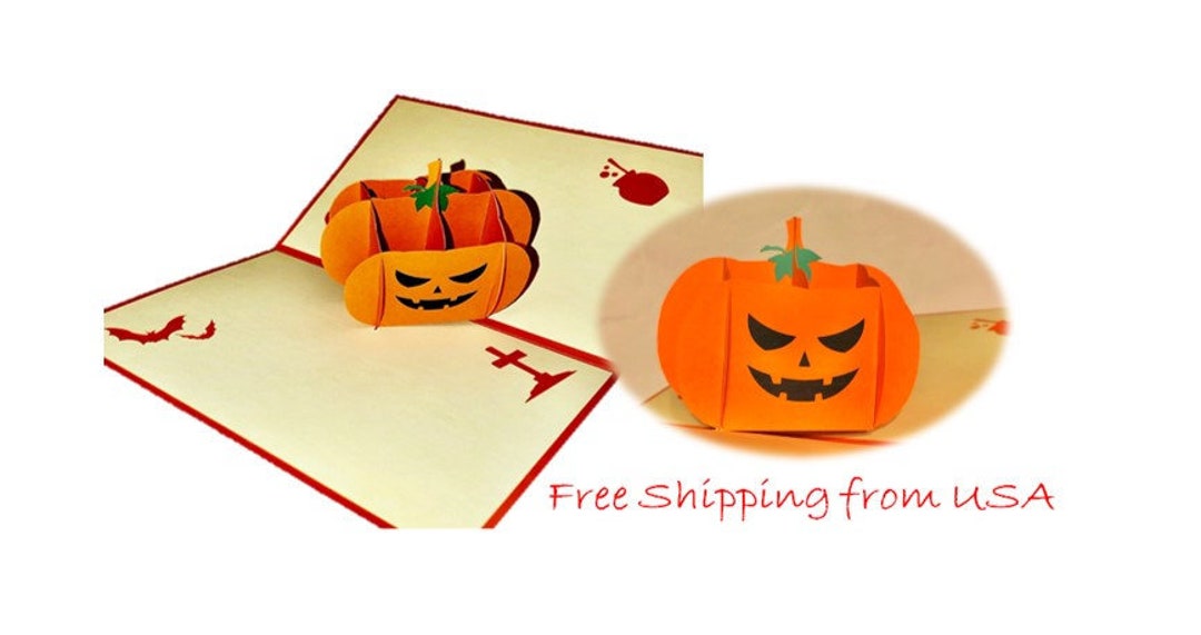 3D Pop up Spooky Pumpkin Halloween Greeting Card Handmade With Envelope ...