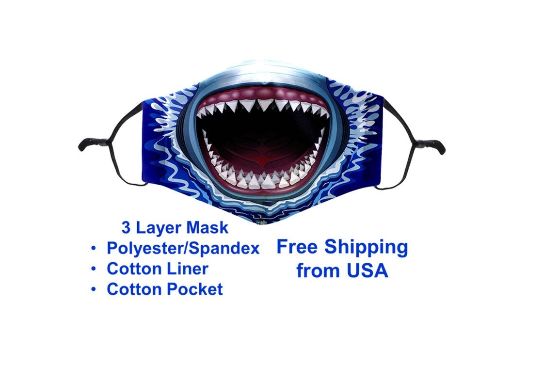 Shark Open Mouth Teeth Face Mask Halloween Costume Filter | Etsy