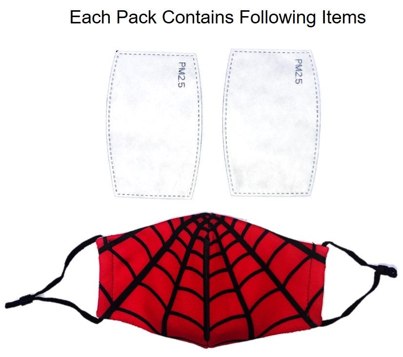 Spiderman Face Mask Costume 3 Layer Filter Pocket 2 Filters - Etsy