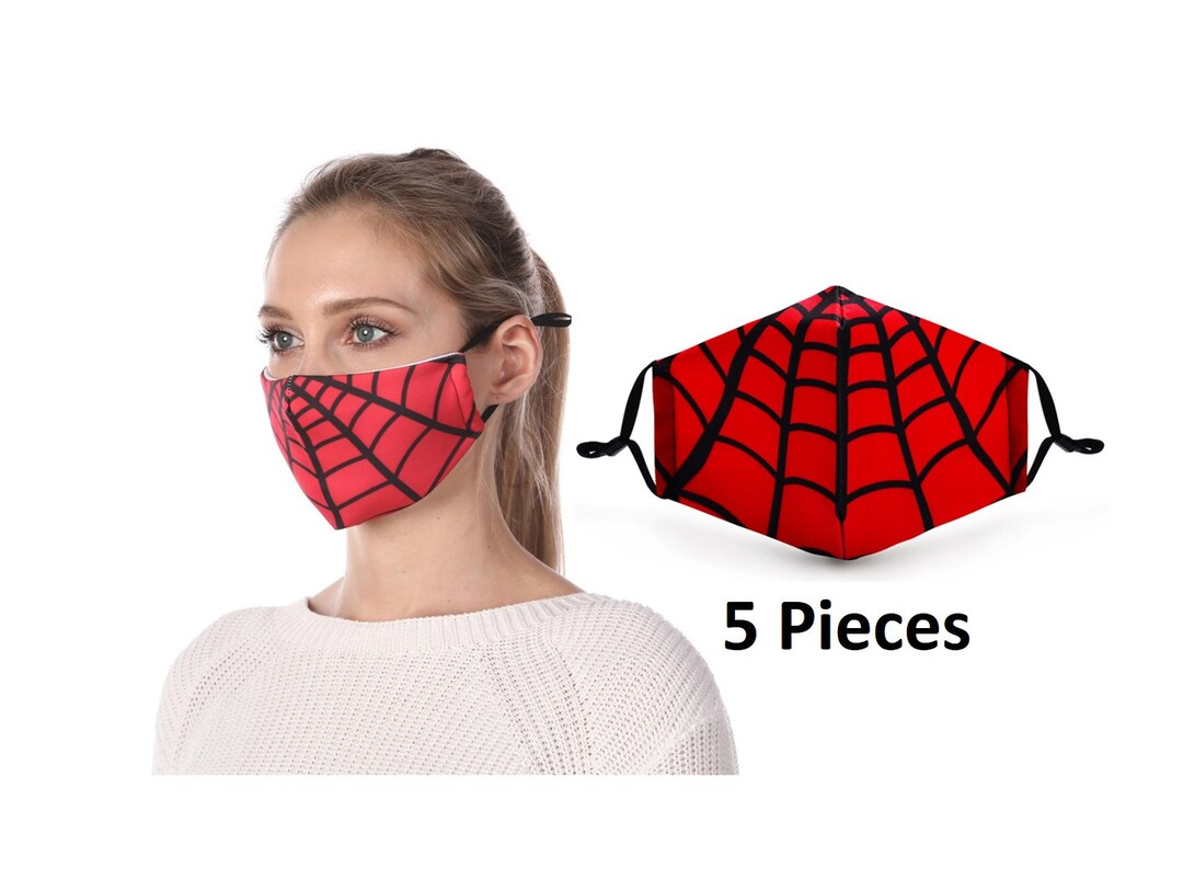 Spiderman Face Mask (5 Pcs): Reusable, Washable, With Filter Pocket - Etsy