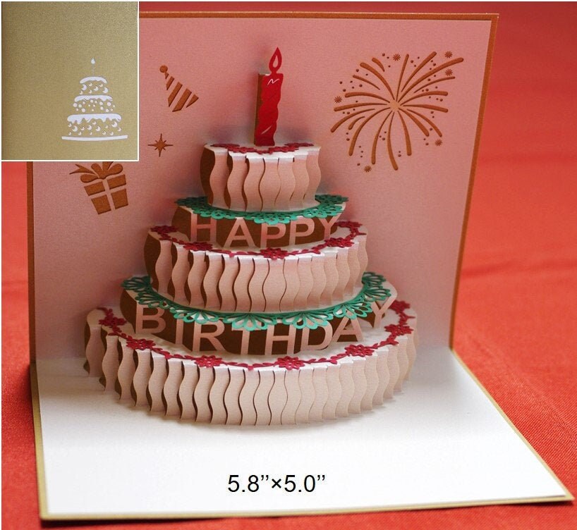 3D Pop up Birthday Card Handmade Greeting Card Kirigami Candle | Etsy