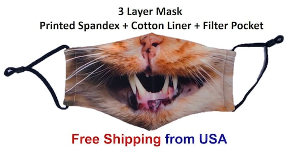 Angry Kitty Cat Face Mask Halloween Costume Mouth Teeth Filter - Etsy