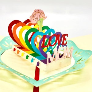 3D Pop up Greeting Card Flower Heart With Envelope for Mother's Day ...