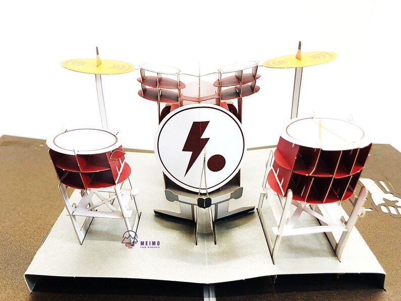 3D Pop up Greeting Card Drum Set Musical Instrument Handmade - Etsy