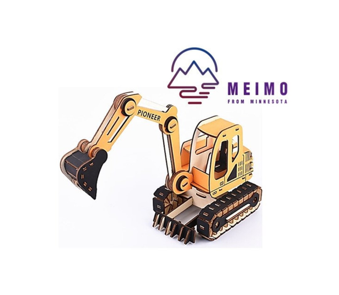 3D Wooden Excavator Puzzle: DIY Construction Vehicle Model - Etsy