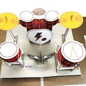 3D Pop up Greeting Card Drum Set Musical Instrument Band Handmade ...
