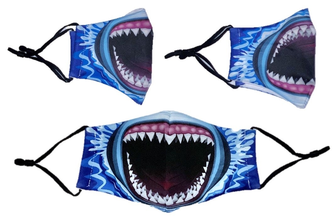Shark Open Mouth Teeth Face Mask Halloween Costume Filter | Etsy