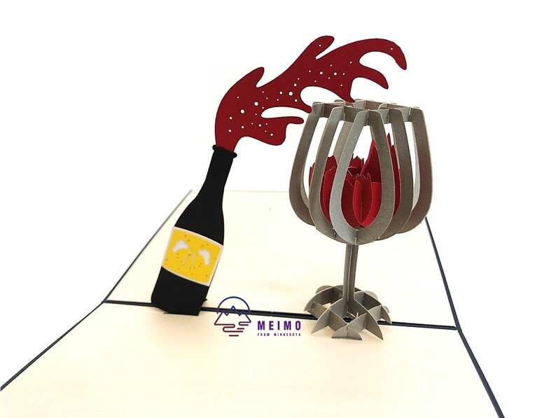 Handmade 3D Pop up Wine Card: Celebration Greeting - Etsy