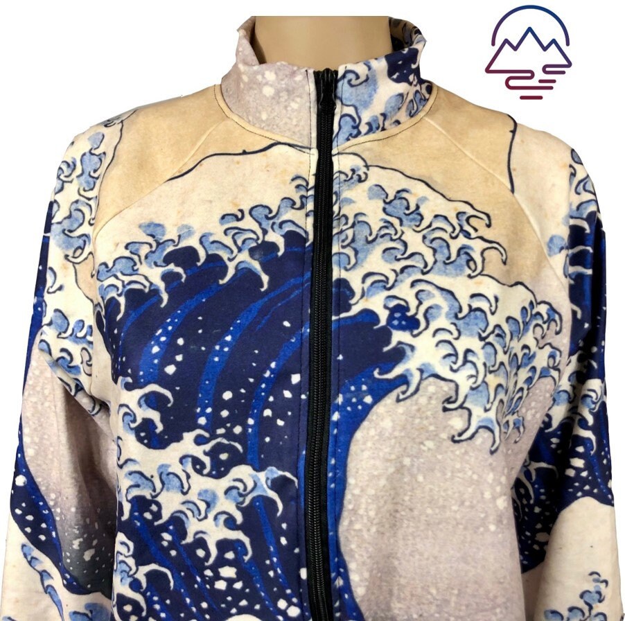 Women Graphic Bomber Jacket Great Wave off Kanagawa Ukiyo-e | Etsy