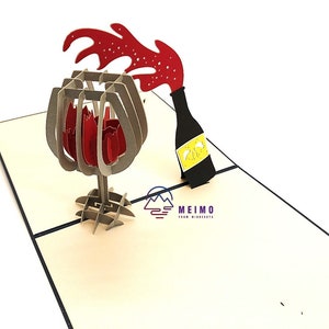Handmade 3D Pop up Wine Card: Celebration Greeting - Etsy