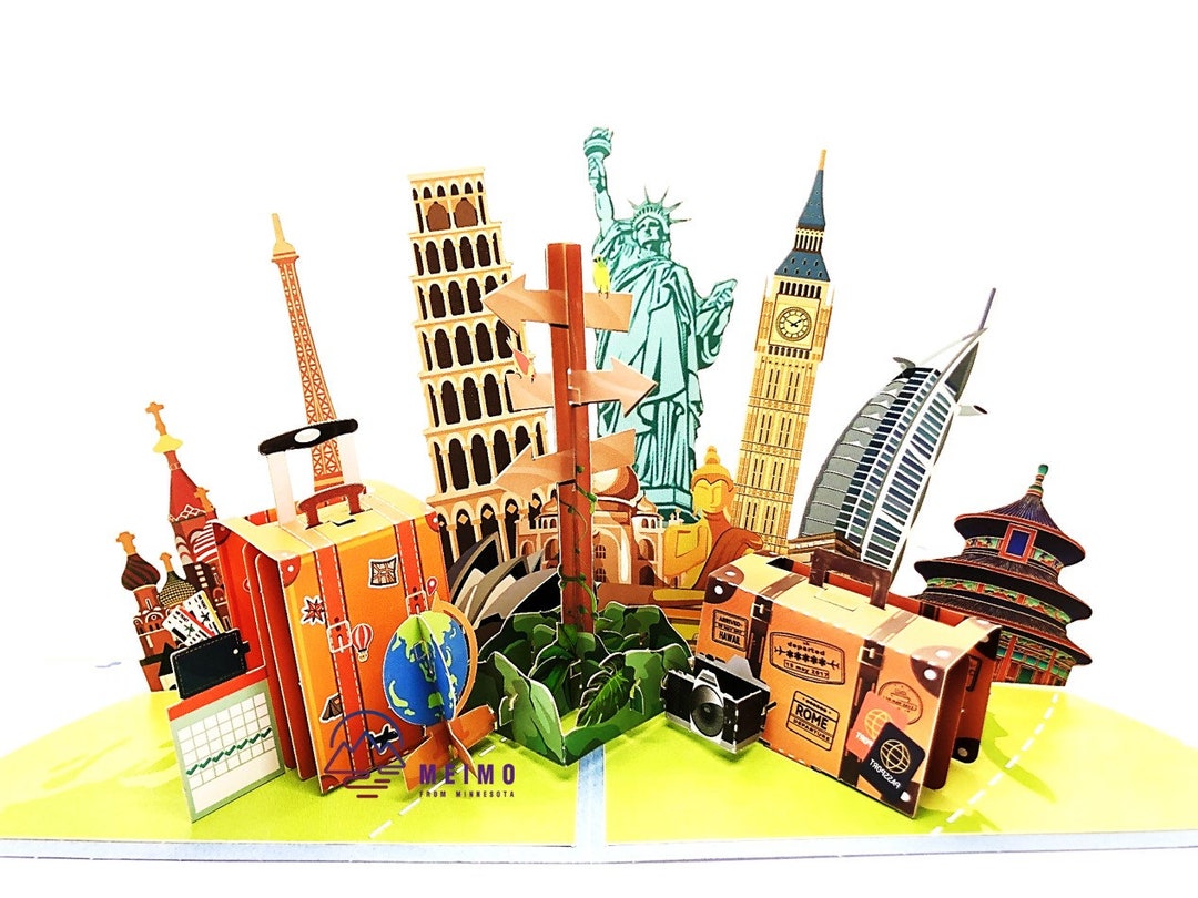 3D Pop up Greeting Card World New York London Paris Italy Mexico ...