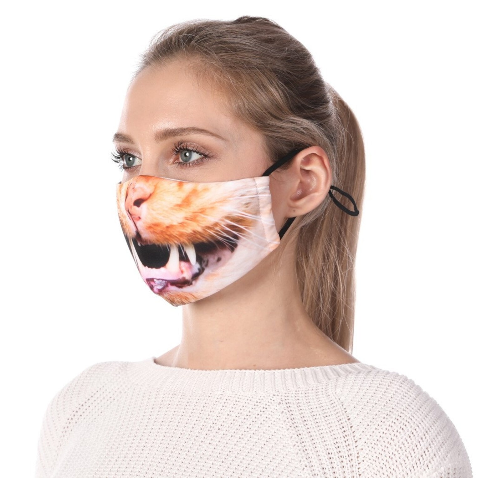 Angry Kitty Cat Face Mask Halloween Costume Mouth Teeth Filter | Etsy