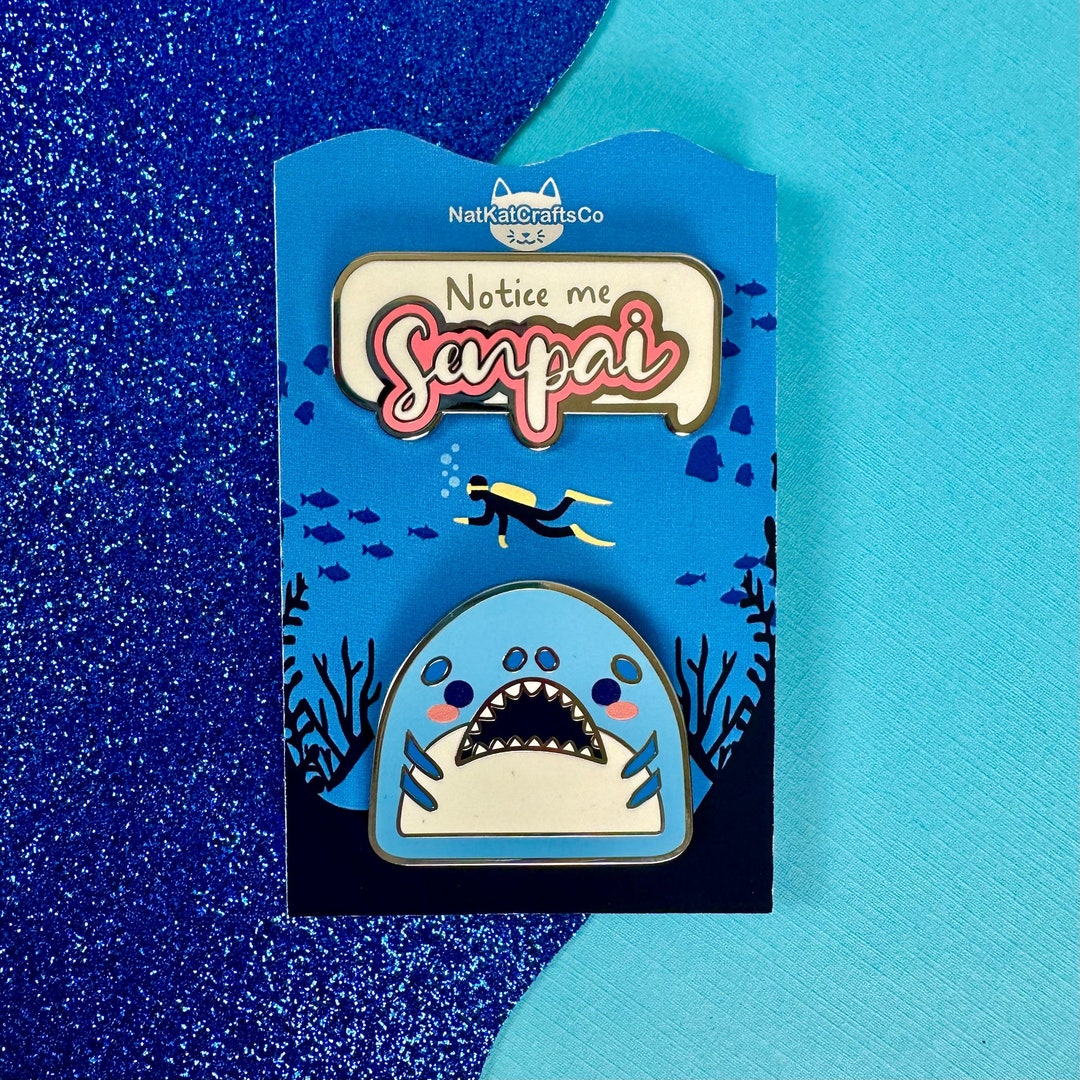 Notice Me Senpai Shark Enamel Pins Set! // A Grade~! // (cute Pins ...