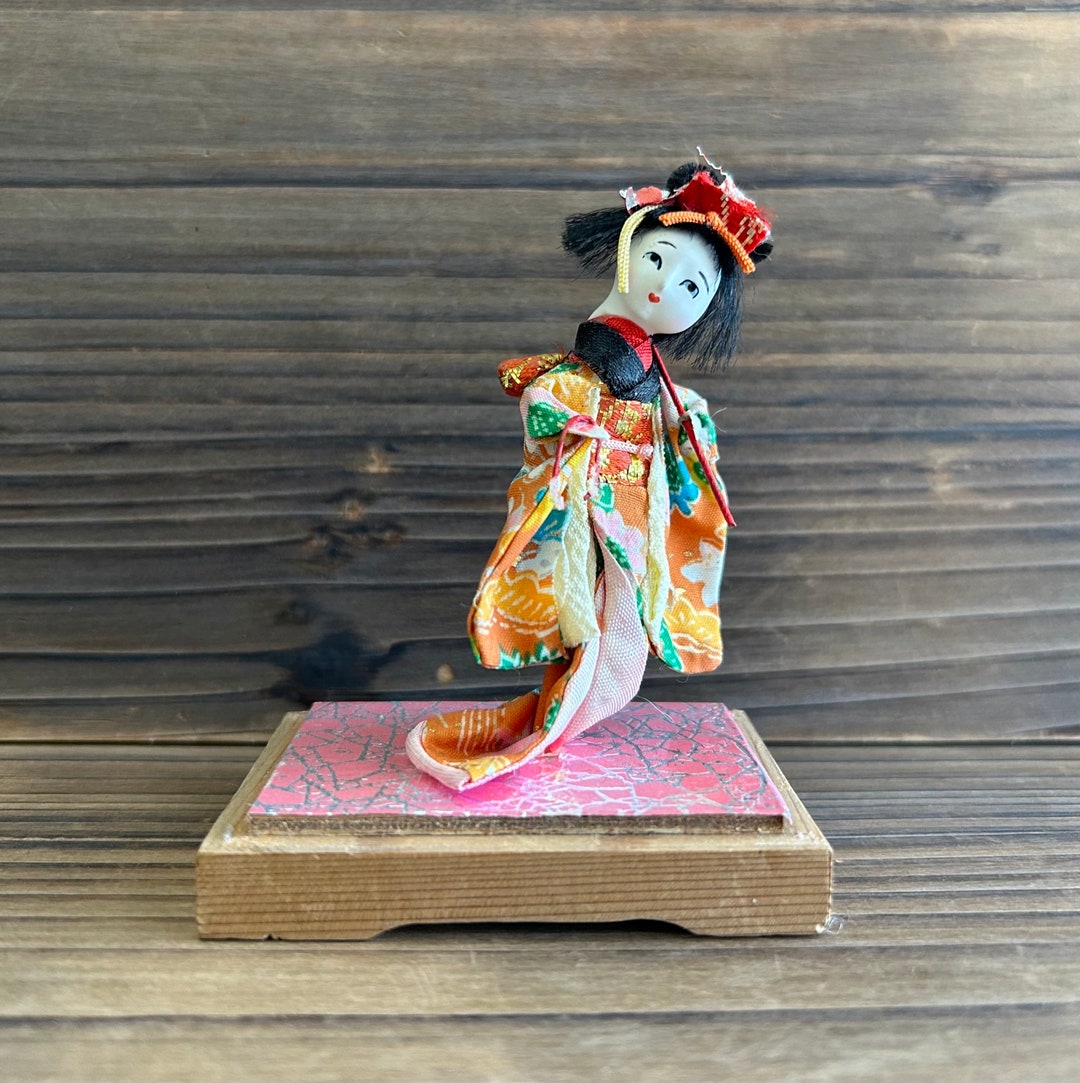 Mini Japanese Geisha Doll Wearing Silk Kimono Vintage - Etsy
