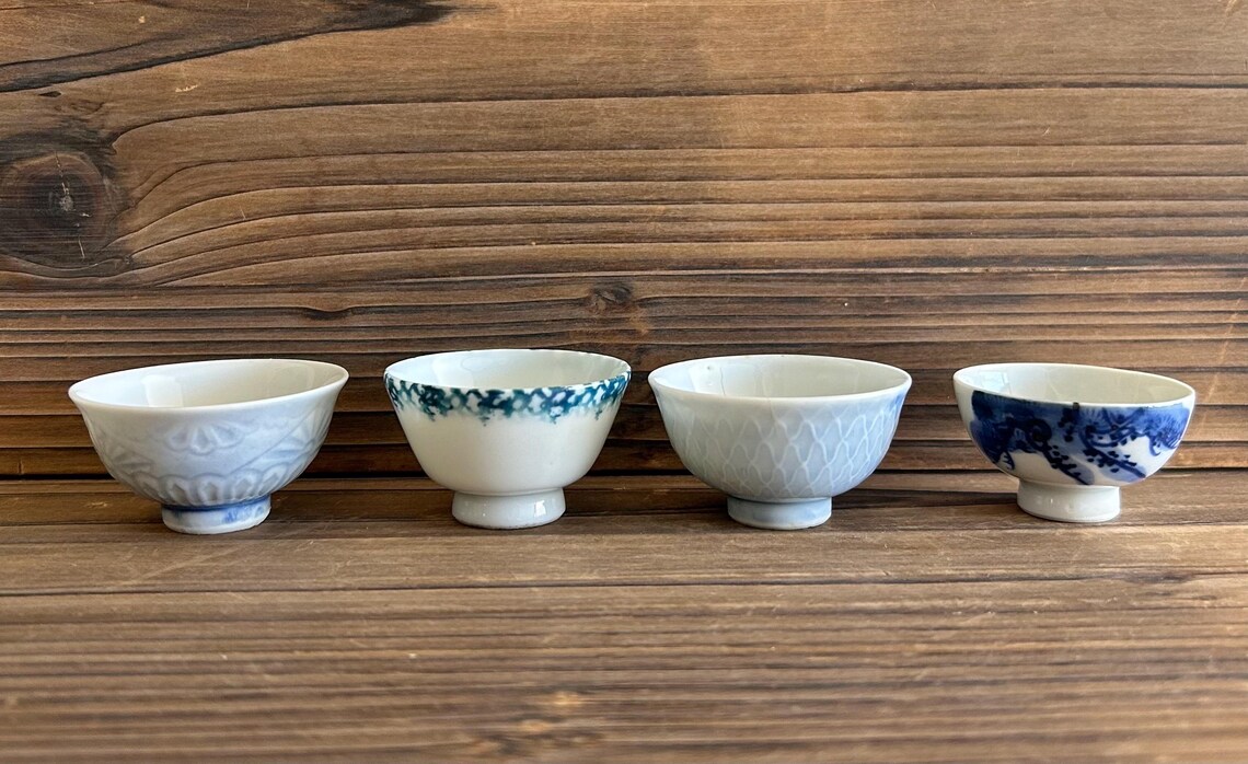 Vintage Japanese Sake Cups Set of 4 Mis-matched Styles - Etsy