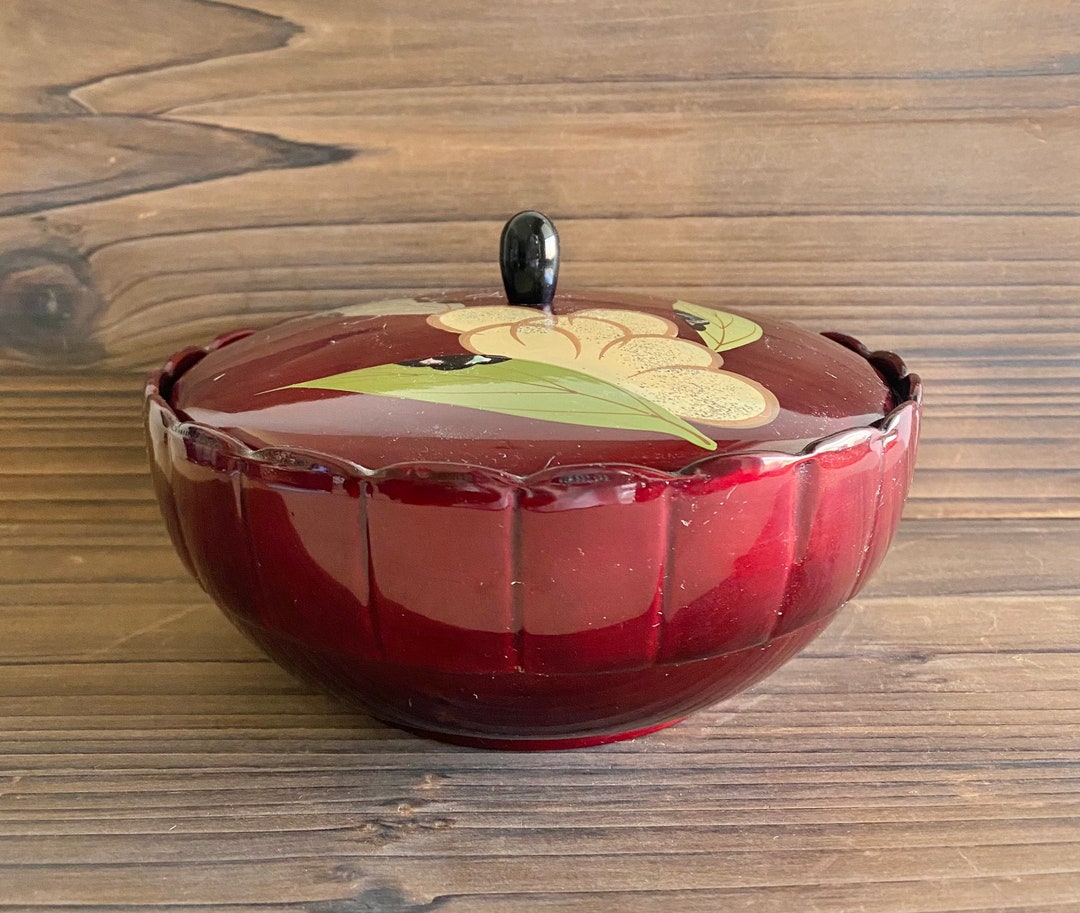 Red Japanese Lacquerware Trinket Box With Mother of Pearl Inlay - Etsy